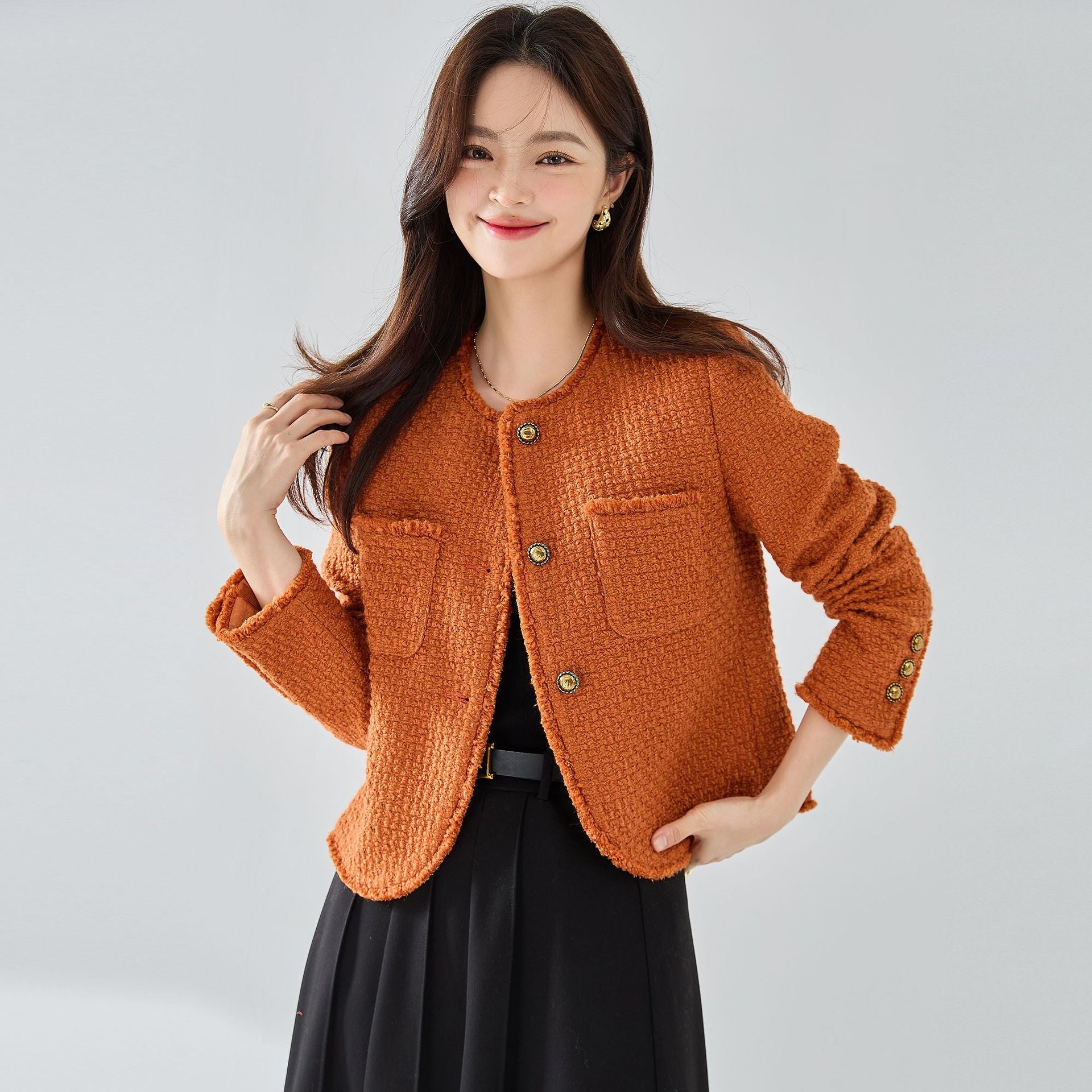 Elegant Tweed Fringe Classic Wool Classic Style Short Coat For Women ...