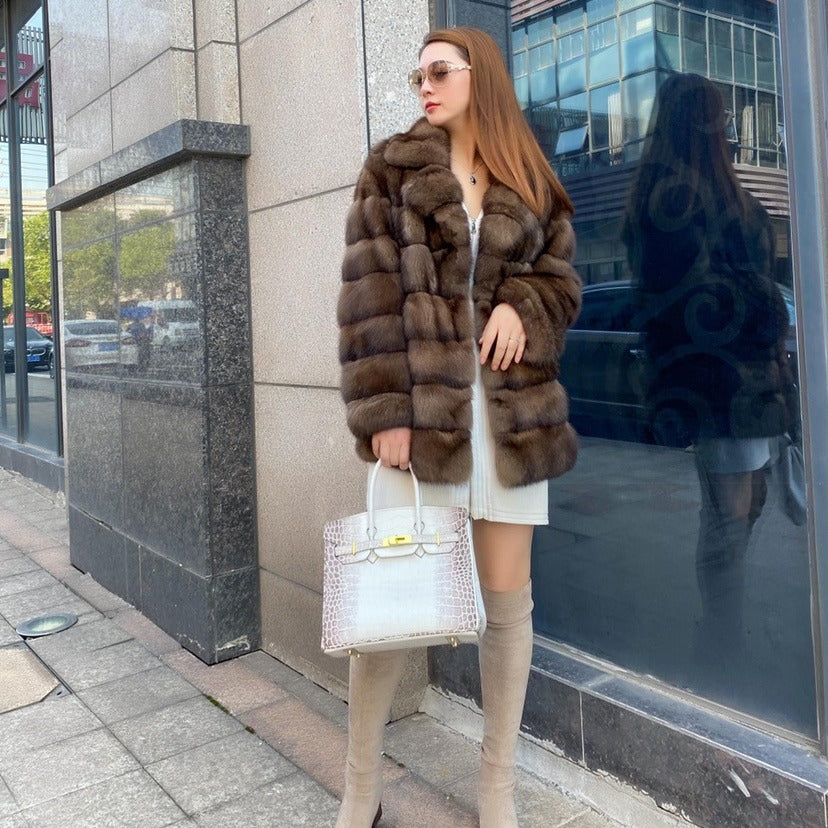 Women's Fur Coat Overcoat Zibeline Starry Coat – ALPSCOMMERCE
