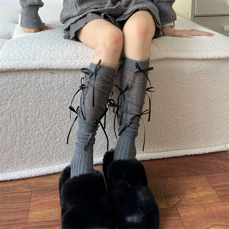 Ballet Style Bow Bandage Stockings Sweet Cool Girl Bunching Socks ...