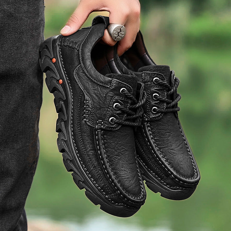 Suede Leather Lace-up Outdoor Casual Shoes Men's Big Toe Shoes ...