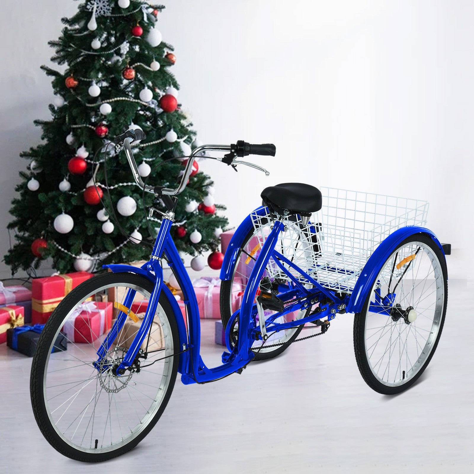 Adult Tricycle Three Wheel Cruiser Bike 6 Speeds 26 Inch Wheel Cargo B ...