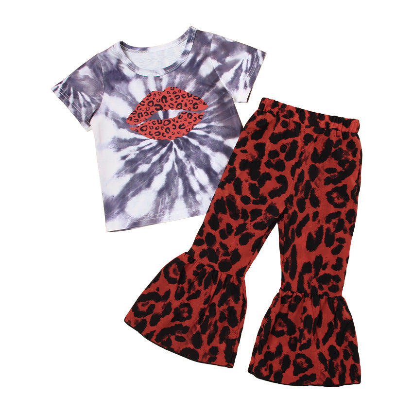 Shortsleeved Big Leopard Print Kids Suit – ALPSCOMMERCE